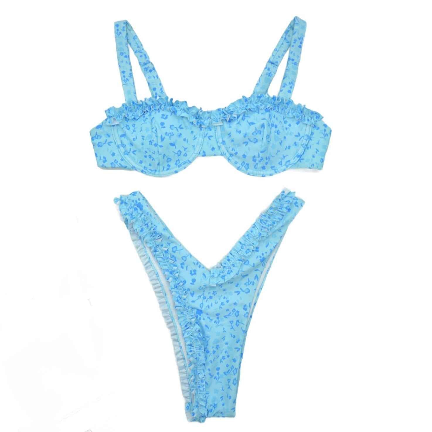 Ruffle Trim Cheeky Cut Bikini Set – Shop Style Shark